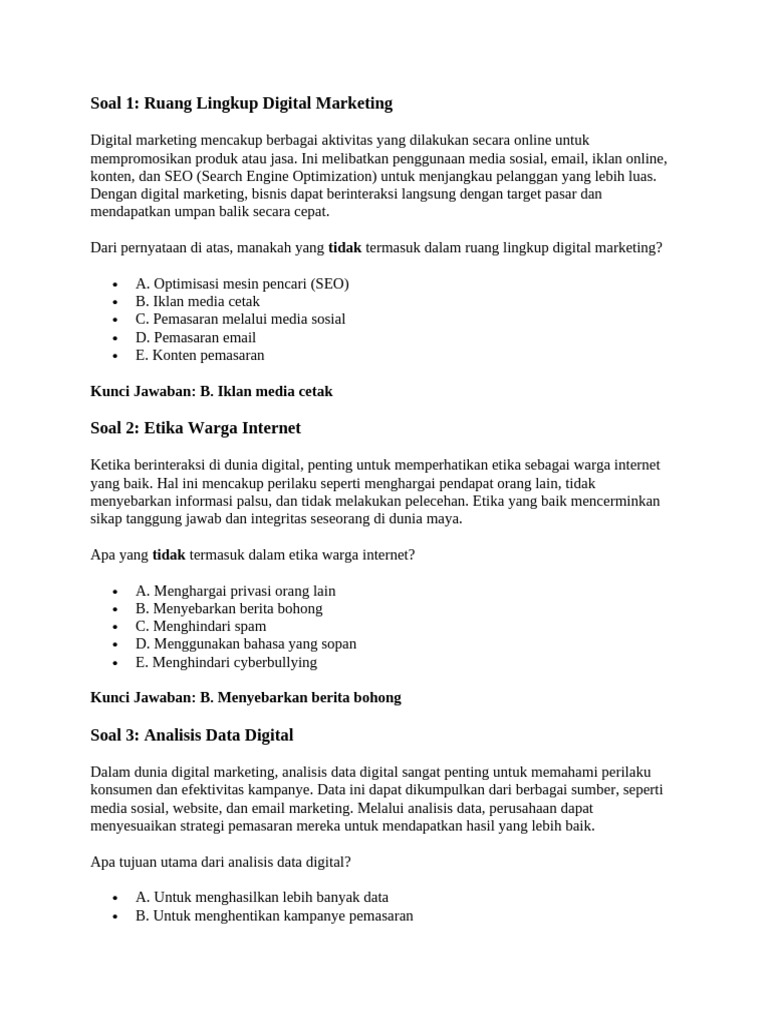 Soal UTS Digital Marketing | PDF