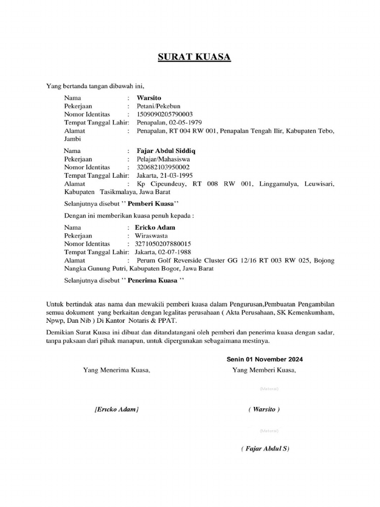 SURAT KUASA - Versi Gambar Saja | PDF