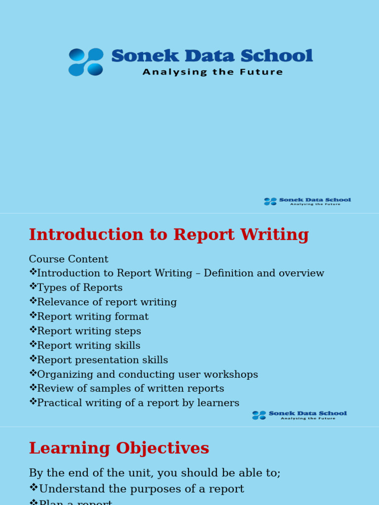 Report Writing Sonek Data School | PDF | Data Analysis | Statistics