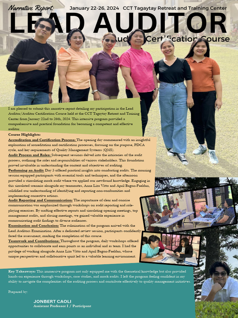 Narrative Report | PDF | Audit | Cognition