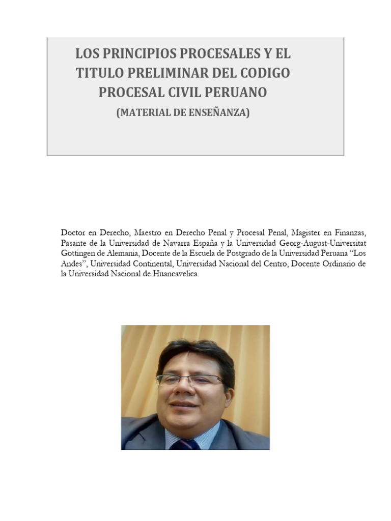 LOS PRINCIPIOS PROCESALES Y EL TITULO PRELIMINAR DEL CODIGO PROCESAL CIVIL PERUANO 2024 ULTIMO ...