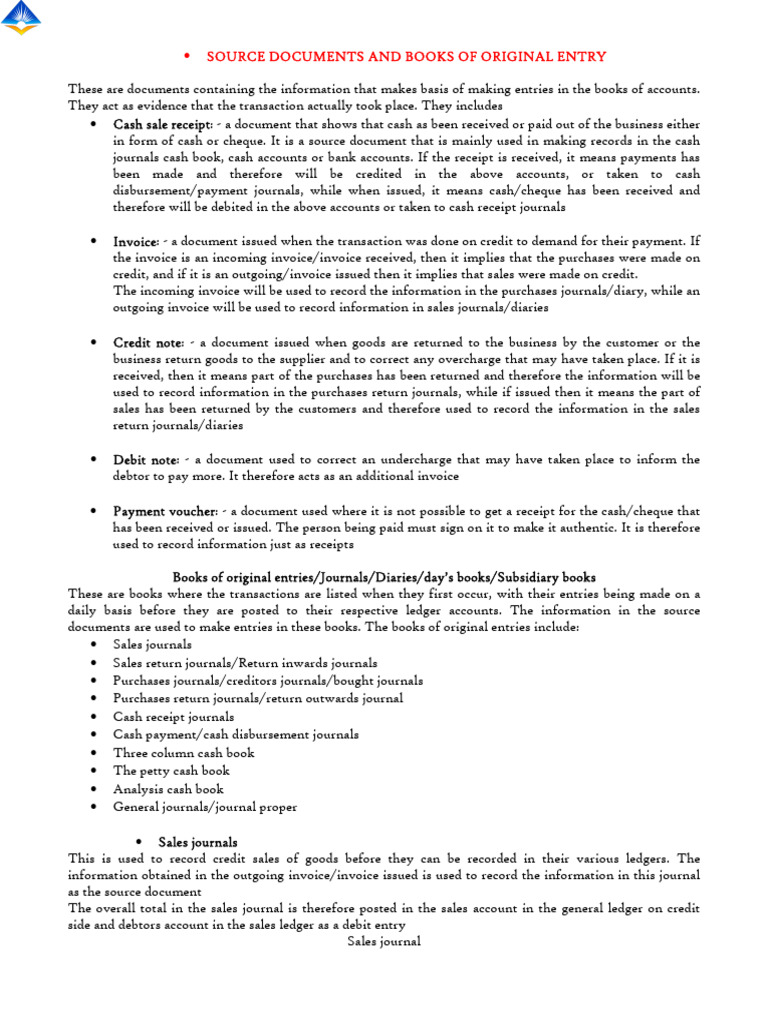 Source Documents in Accounting | PDF | Debits And Credits | Expense