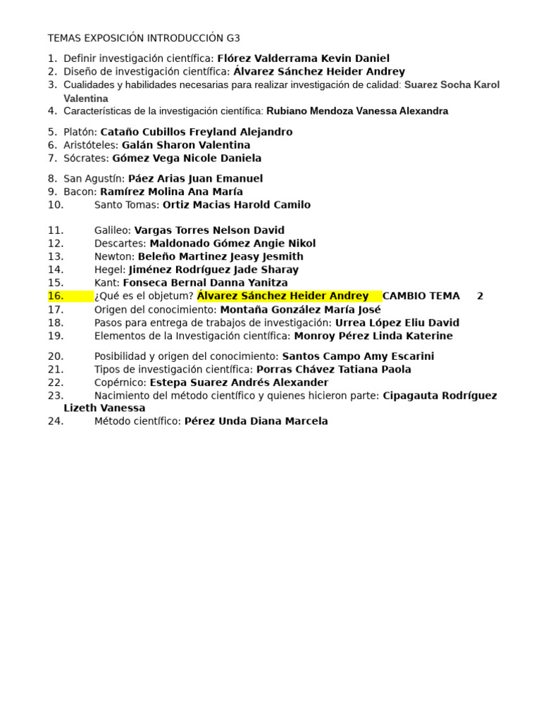 TEMAS EXP. INT. G3 | PDF