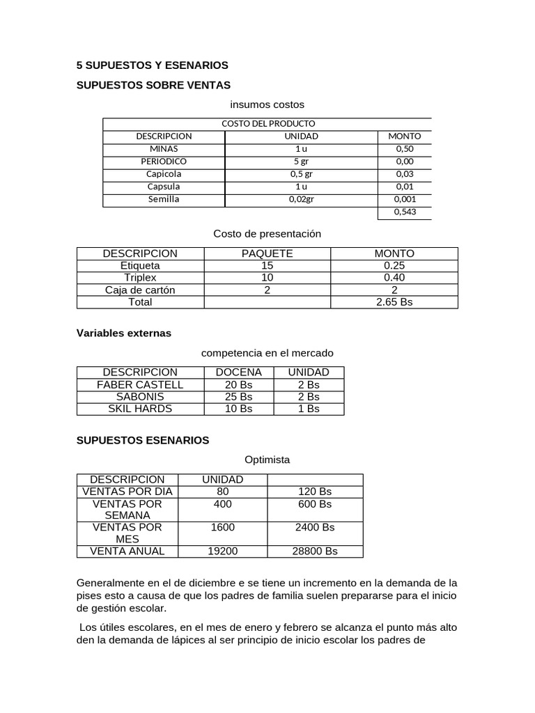 5 Supuestos y Esenarios | PDF