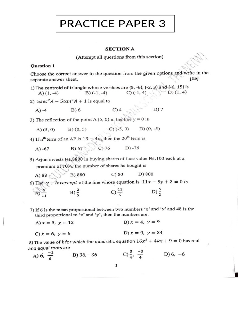 Practice Paper 3 | PDF