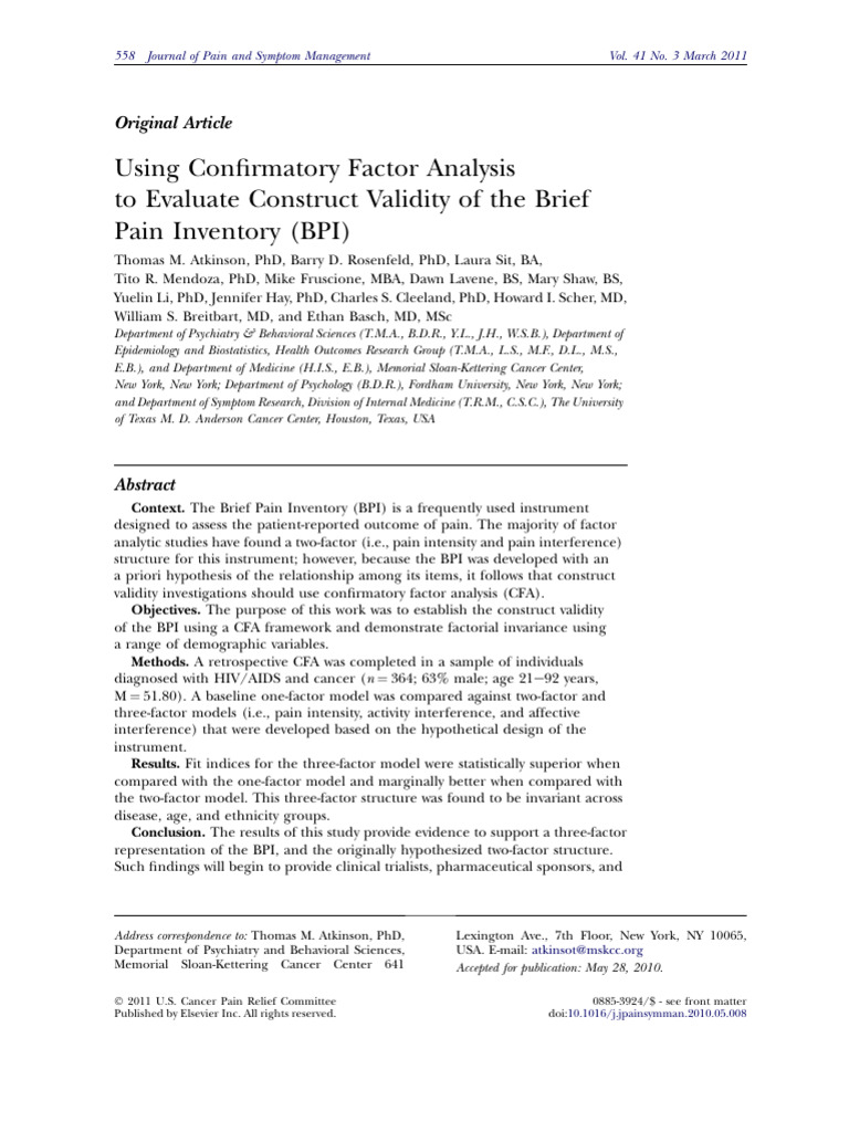 Using Confirmatory Factor Analysis To Evaluate Con | PDF | Medicine