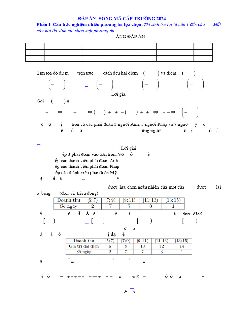 DA SONG MA Toán - HSG 12 - 2024 - 2025 | PDF