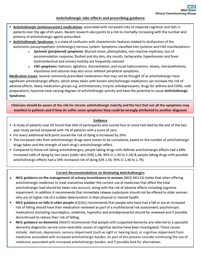 Anticholinergic Risks in Older Patients | PDF | Stroke | Dementia