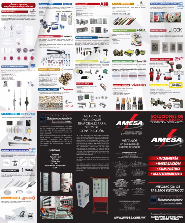Triptico Lineas de Producto Amesa | PDF | Aislador (Electricidad) | Conector eléctrico
