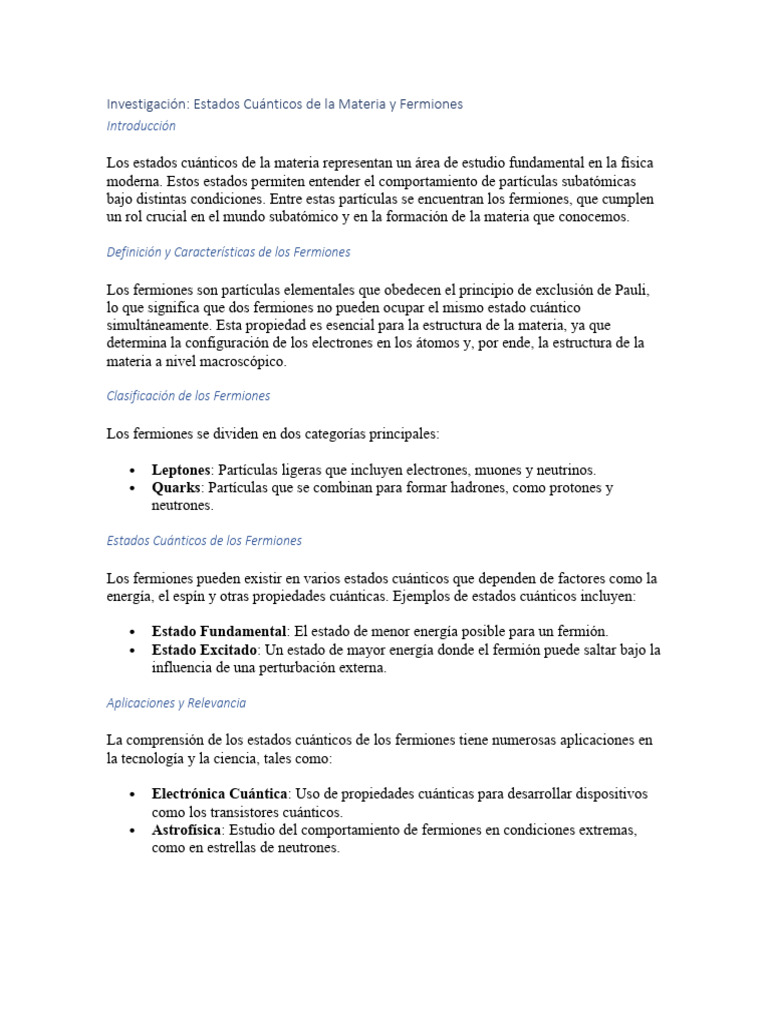 Investigación Fermiones | PDF | Partículas fisicas | Importar
