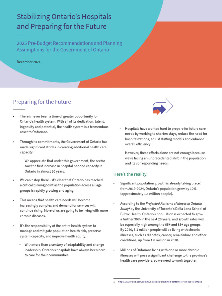 OHA 2025 Pre-Budget Leave-Behind | PDF | Hospital | Health Care