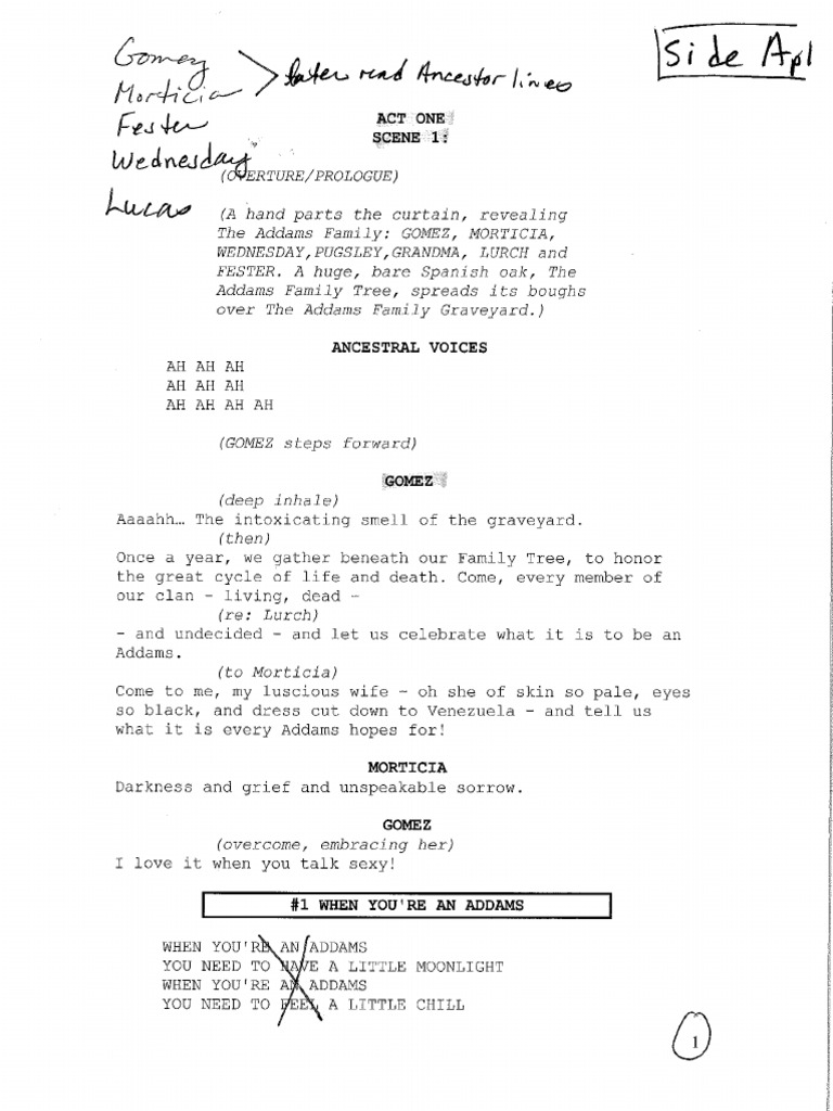 Gomez-Morticia-Fester-Wednesday-Lucas | PDF