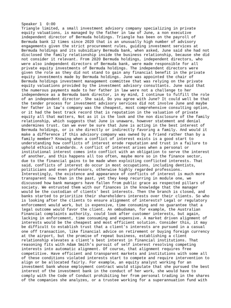 Module 4 Section A Knowing - Otter - Ai | PDF | Fiduciary | Conflict Of Interest