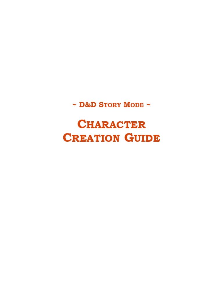 DND Story Mode Character Creation | PDF | Dungeons & Dragons | Gary ...