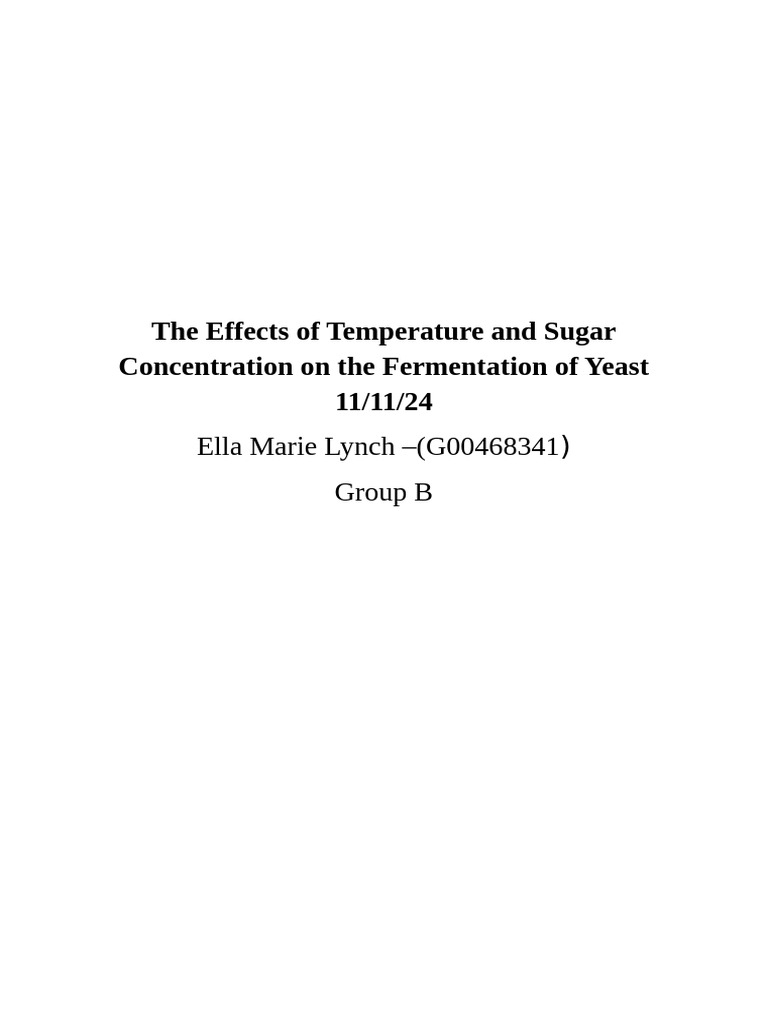 Yeast Fermentation: Temperature & Sugar Effects | PDF | Adenosine ...