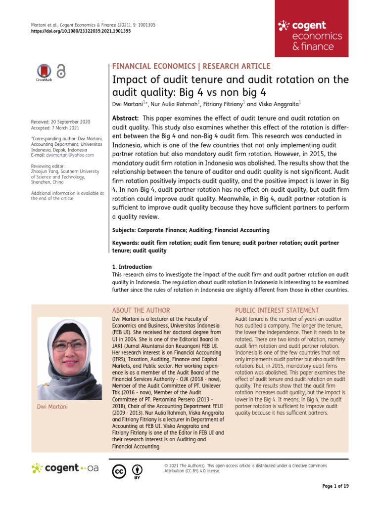 Impact of Audit Tenure and Aud | PDF | Audit | Financial Services