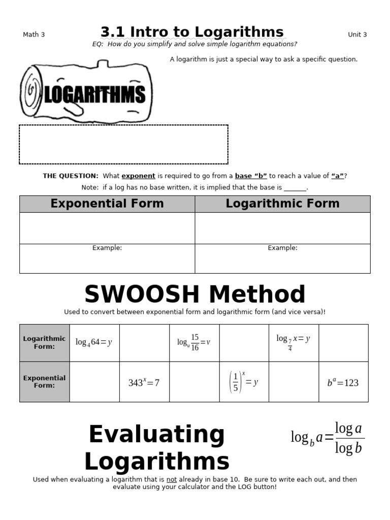 3.1 Intro To Logs | PDF | Logarithm | Exponential Function