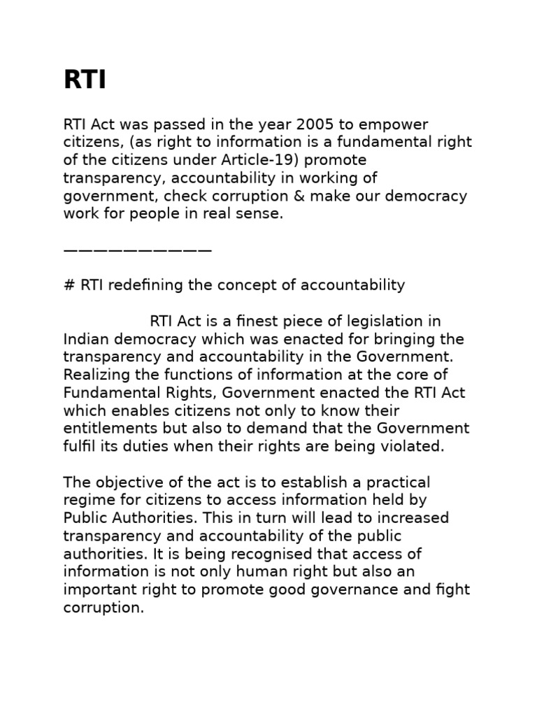 Empowering Citizens Through RTI Act | PDF