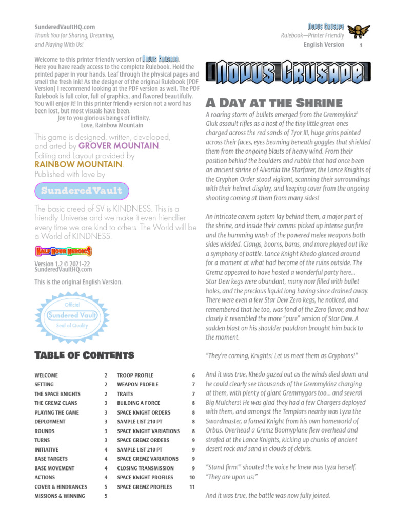 Novus Crusade Rulebook 1.2 Printer Friendly | PDF | Knight | Infantry