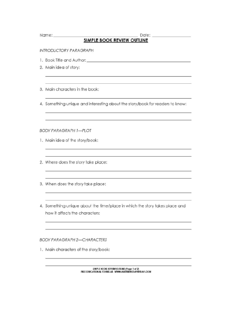 Book Report Outline | PDF