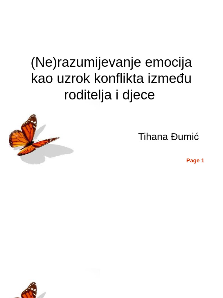 Ne) Razumijevanje Emocija Kao Uzrok Konflikta Između Roditelja | PDF