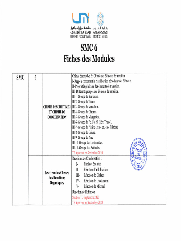 Fiche Module SMC 6 | PDF