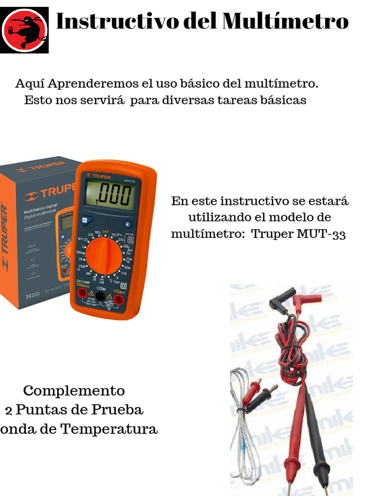 Guía Básica del Multímetro Truper MUT-33 | PDF | Red eléctrica | Corriente eléctrica