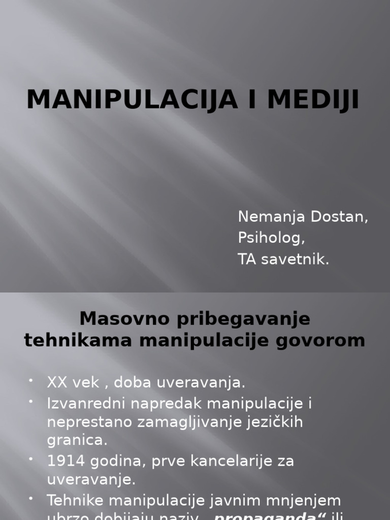 Manipulacija I Mediji | PDF