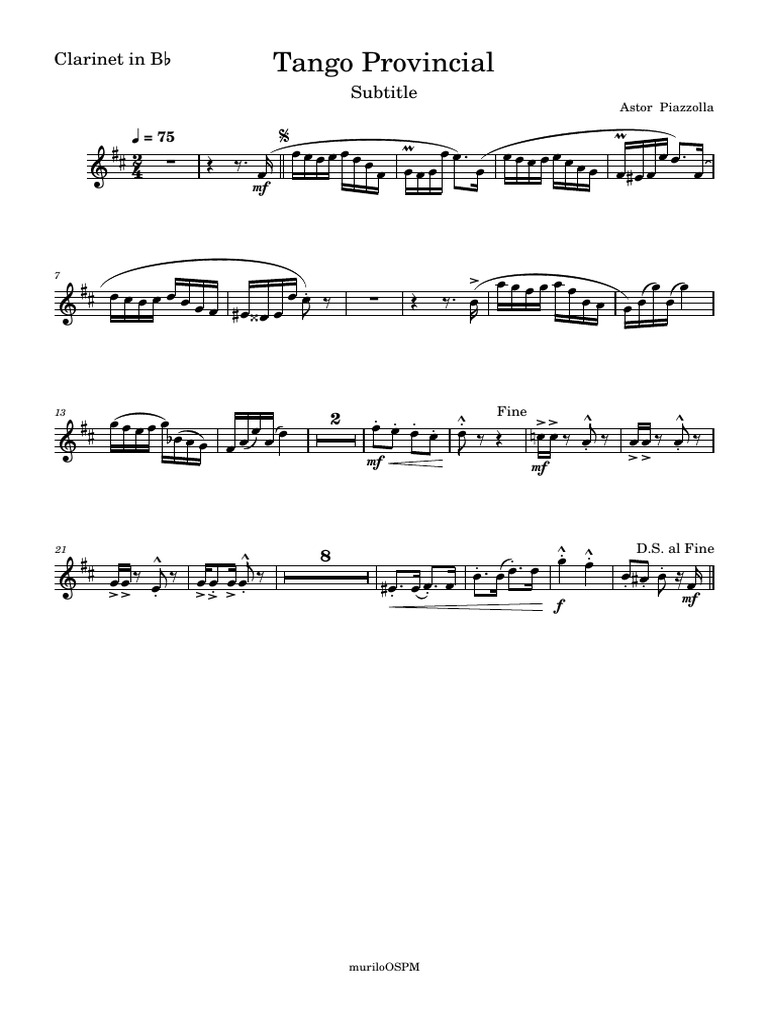 Tango Provincial-Clarinet - in - BB | PDF