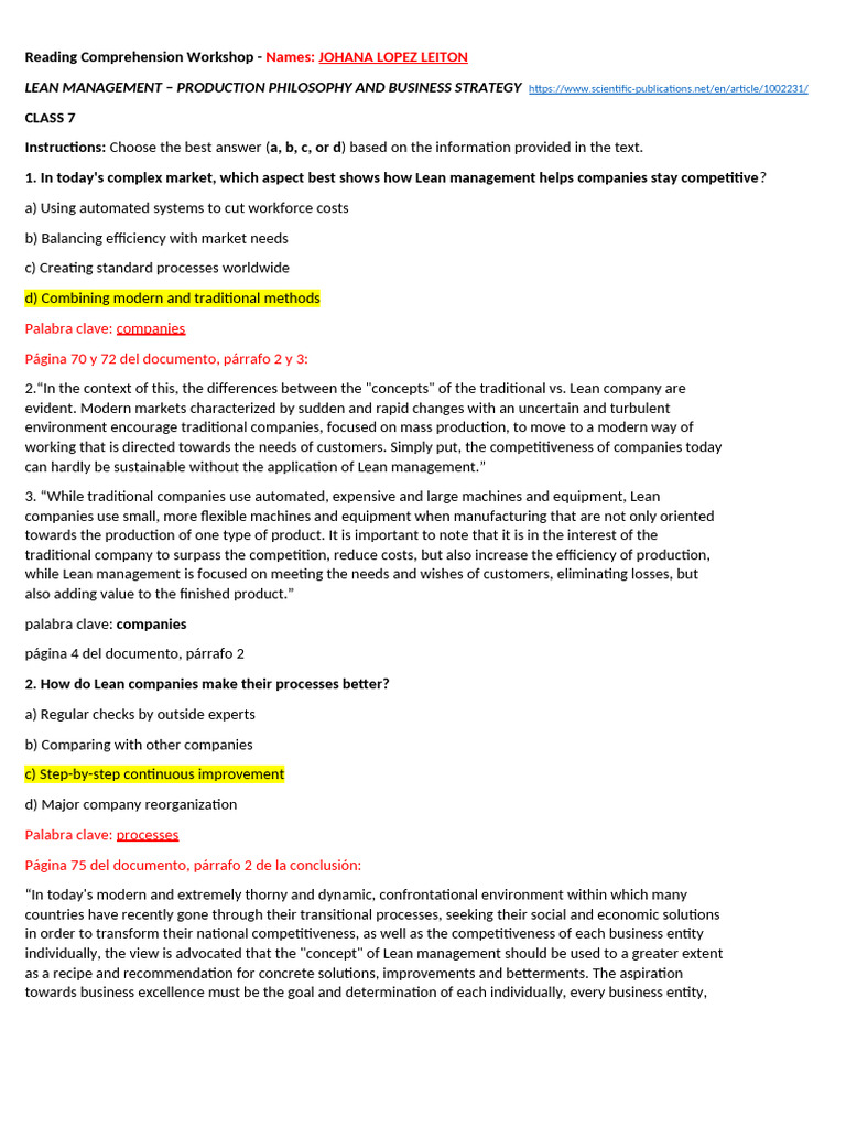 Act Lean Management – Production | PDF | Lean Manufacturing | Goal