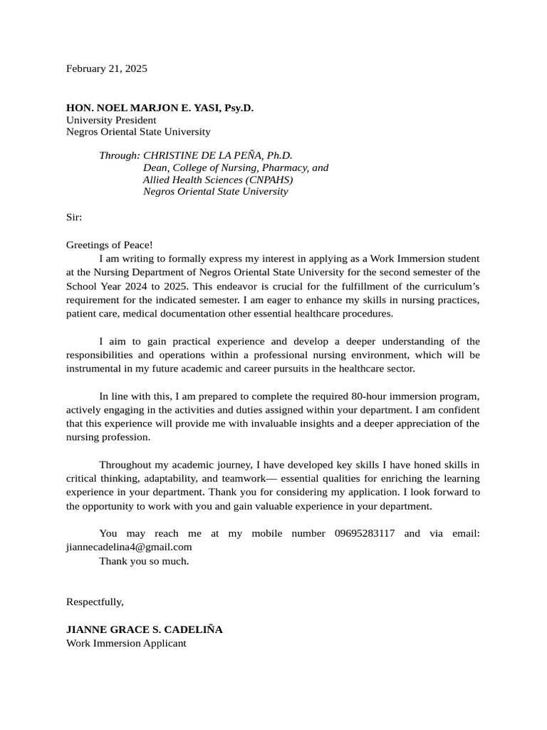 Application Letter Jianne | PDF