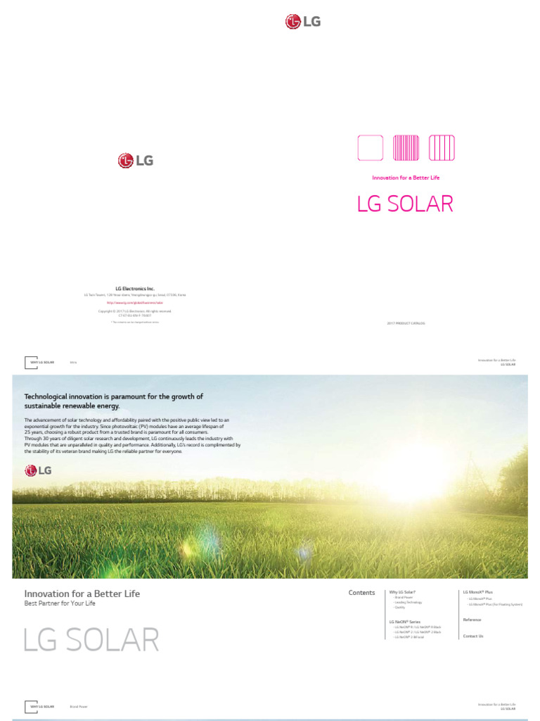 LG Solar Product Catalog 2017 | PDF | Photovoltaics | Solar Panel