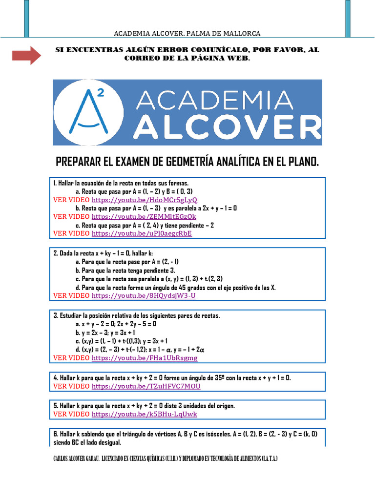 E6 - Preparar-Examen-Geometria-Analitica-En-El-Plano | PDF | Triángulo | Línea (geometría)