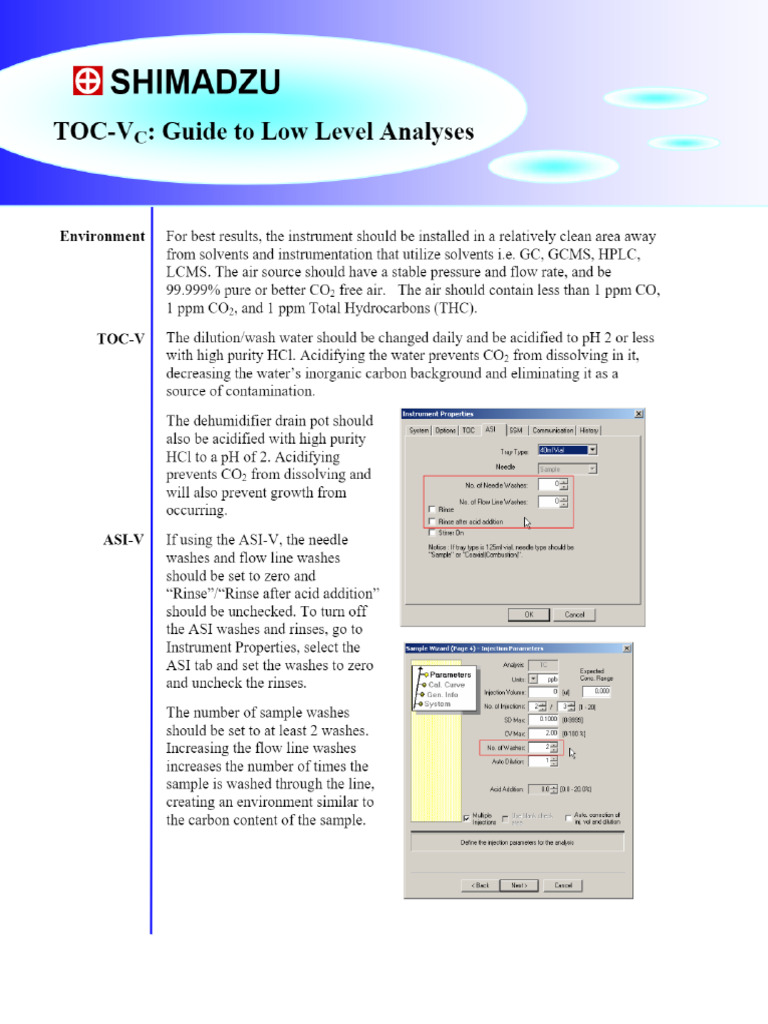 SHIMADZU TOC-V - Guide To Low Level Analyses - Manualzz | PDF