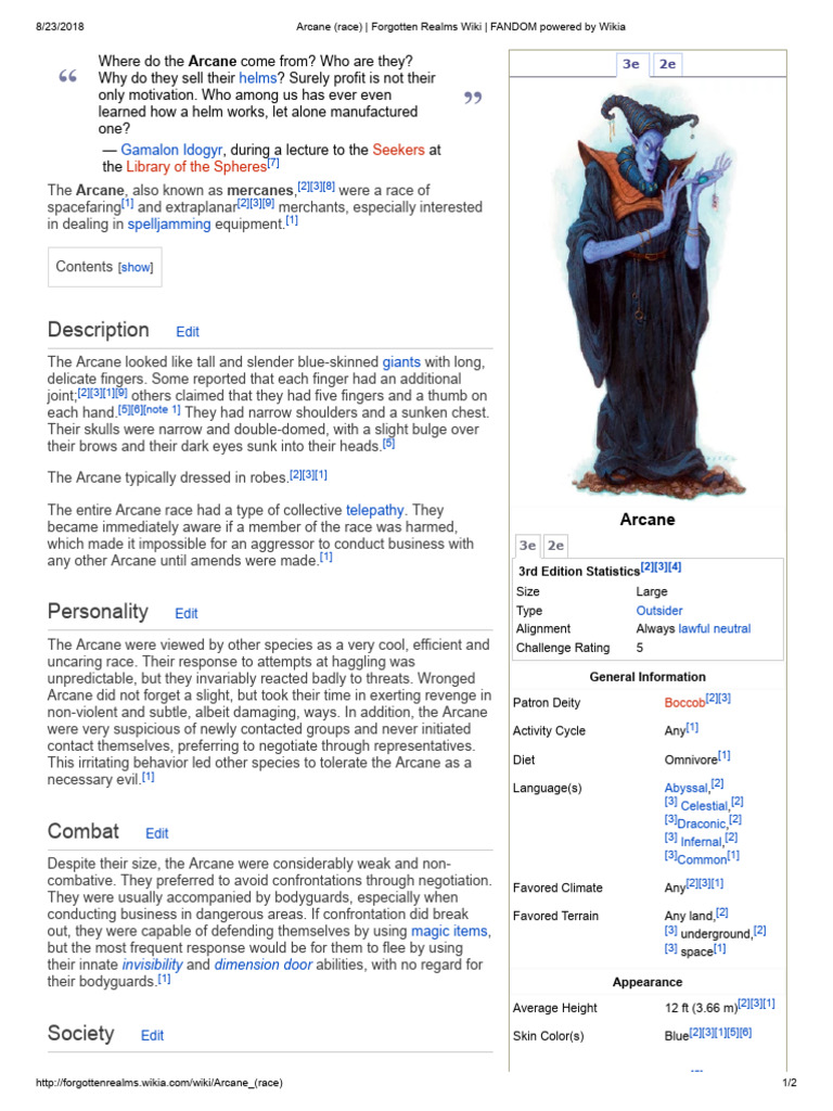 Arcane Race Overview in Forgotten Realms | PDF | Dungeons & Dragons