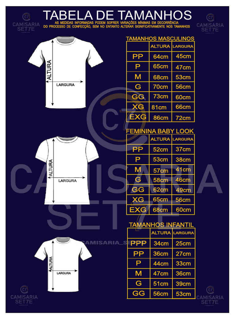 Tabela Medidas Camisas | PDF