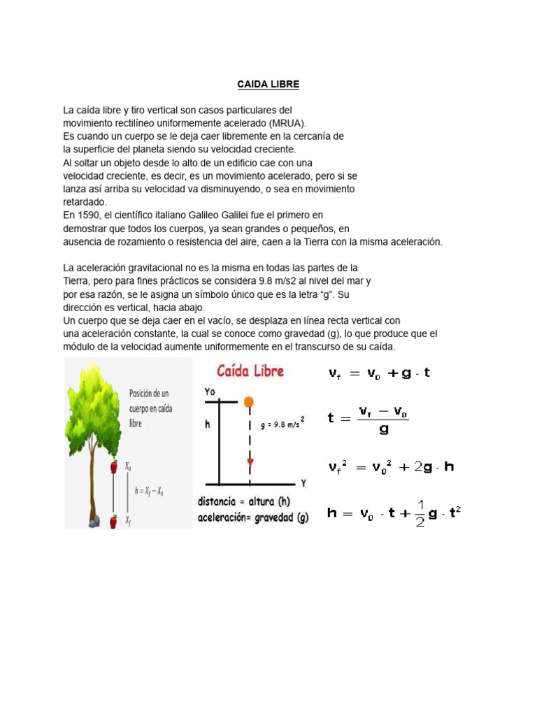 Caida Libre y Tiro Vertical | PDF