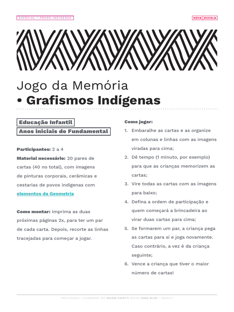 Jogo Da Memoria Geometria Arte Povos Indigenas Nova Escola230413 Site Jogo Da Memoria v3 | PDF