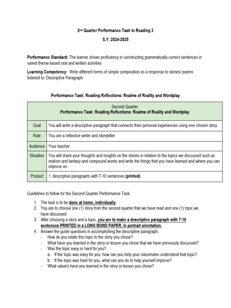 2nd-Quarter-PETA-Reading-3 (1) | PDF | Human Communication | Learning