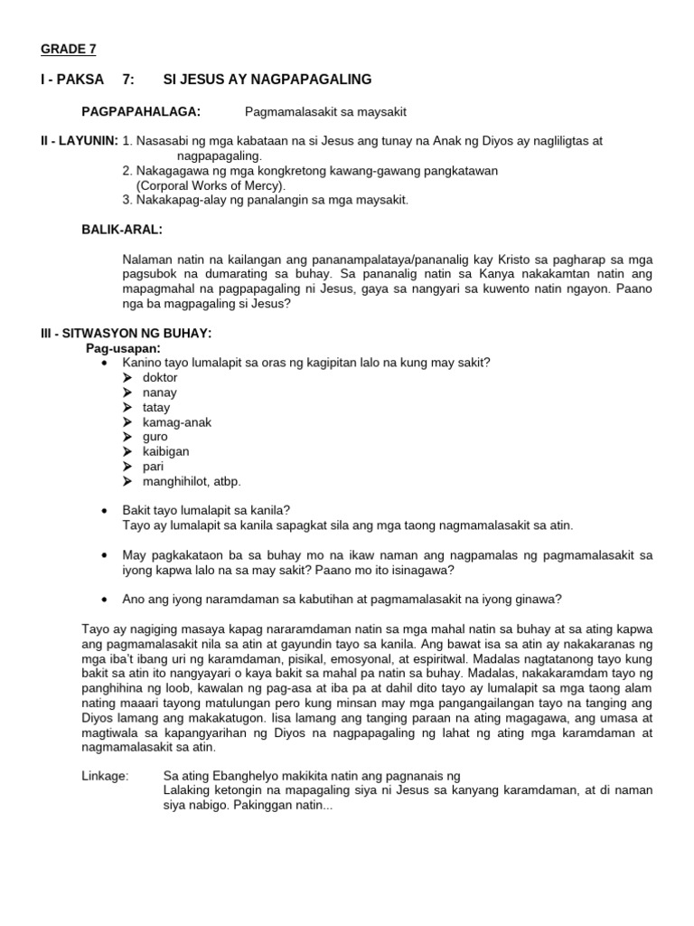 grade-7-LP-7-Si-Jesus-ay-nagpapagaling | PDF