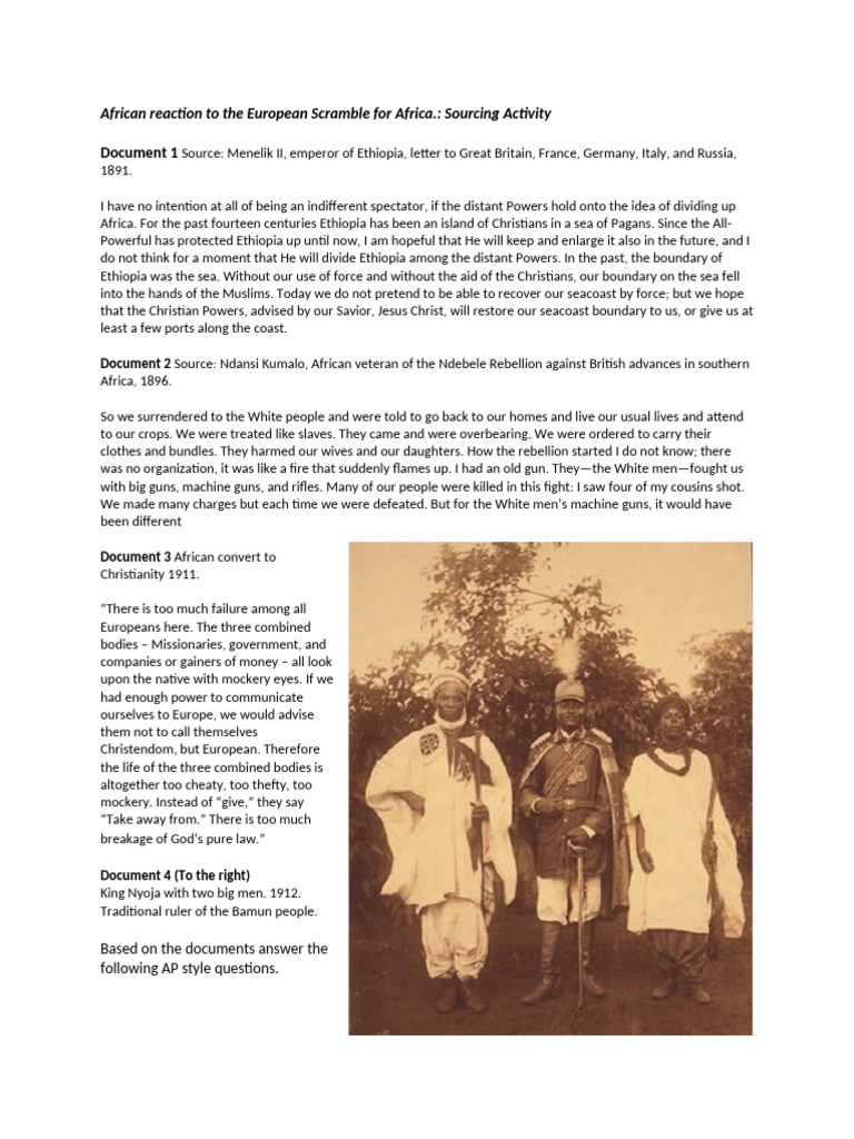 6.3 Scramble For Africa DBQ Practice | PDF