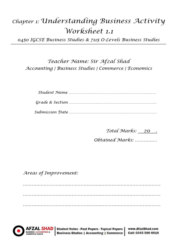 1.1 WS Understanding Business Activity | PDF