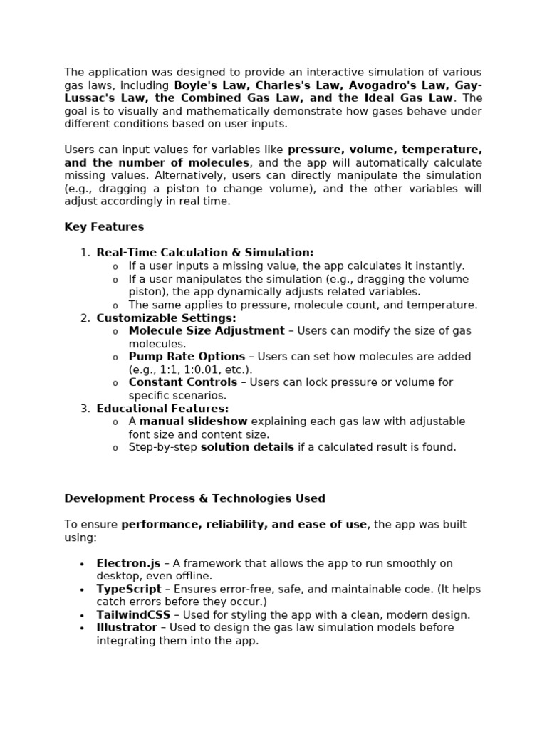 Gas Law Simulation Overview | PDF | Gases | Simulation