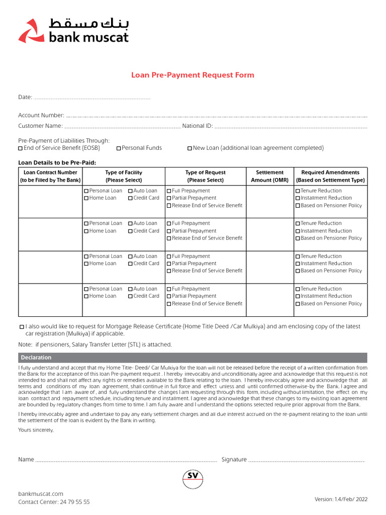 Loan Pre-Payment Request Form | PDF | Loans | Mortgages