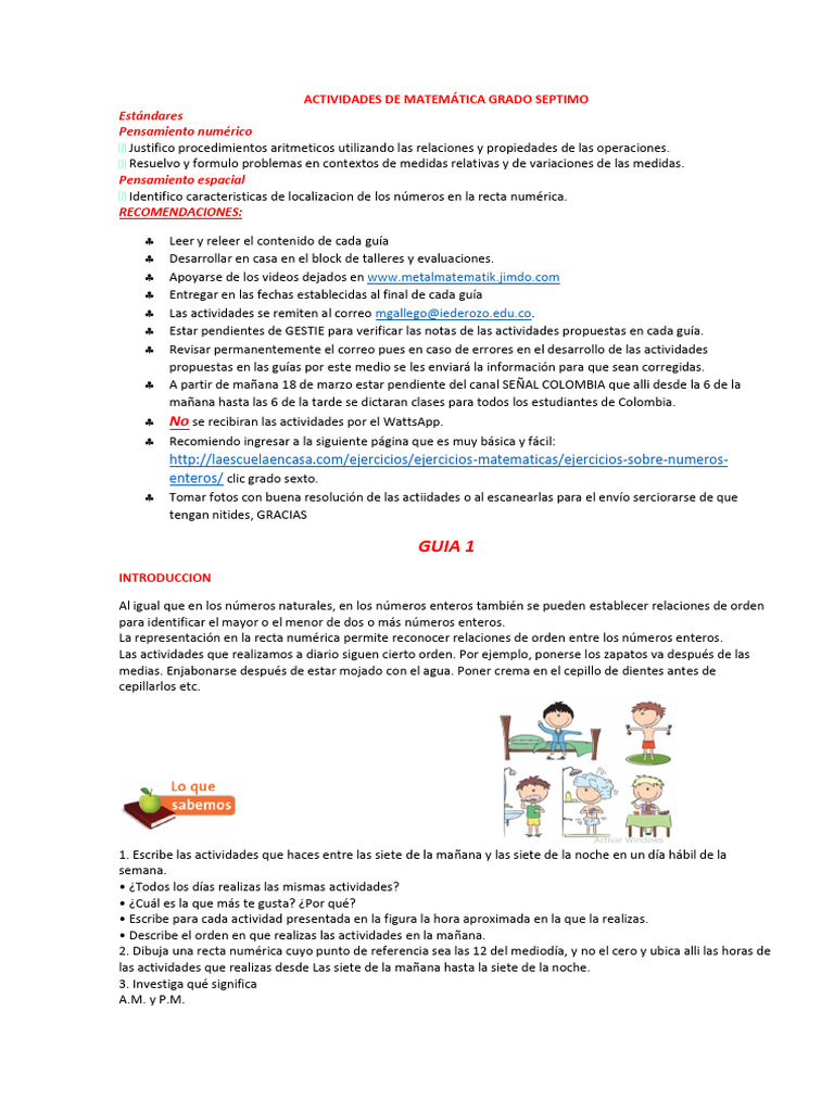 Guìa Matematica Septimo | PDF | Entero | Matemáticas