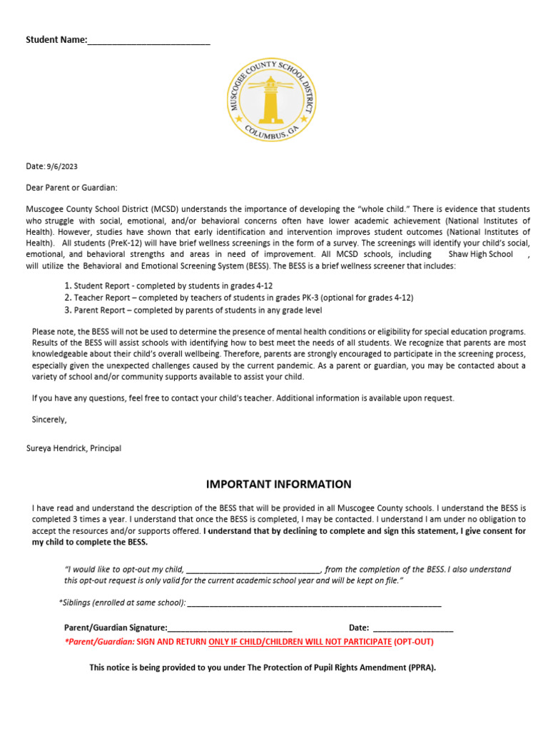 BESS Opt-Out Letter - FINAL English Fillable | PDF | Human Development ...