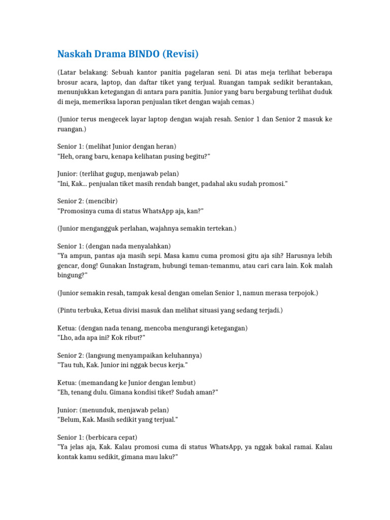 Naskah Drama Bindo [REVISI] | PDF