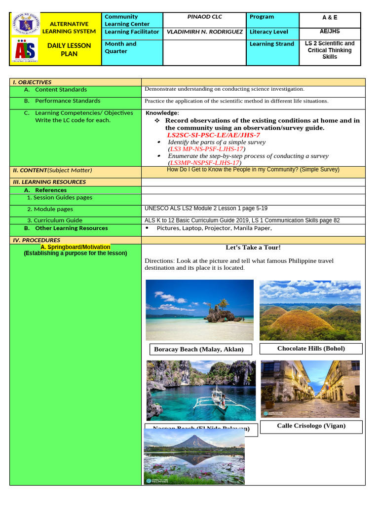LS2 Science DLP-JHS (Simple Survey) | PDF | Learning | Question