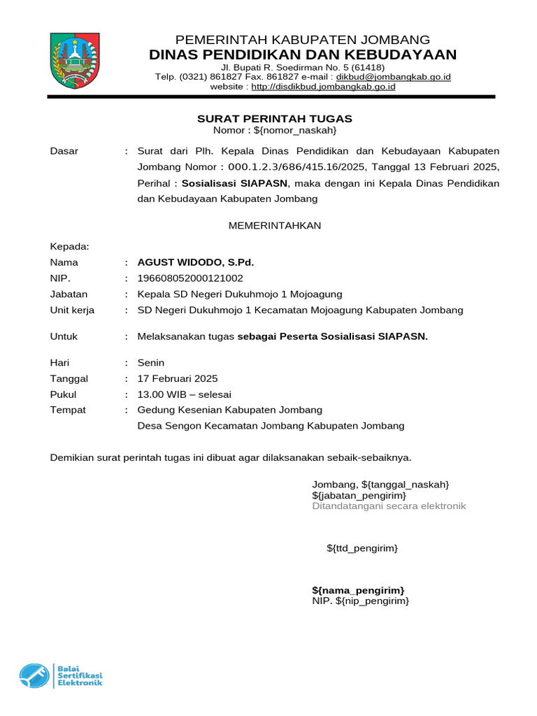 Untuk Kas Konsep Surat Tugas KS KOP DINAS | PDF