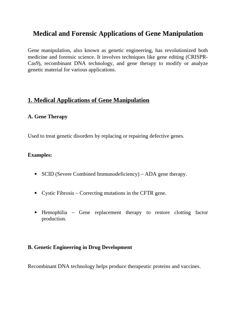 Medical and Forensic Applications of Gene Manipulation Micro 7th | PDF ...